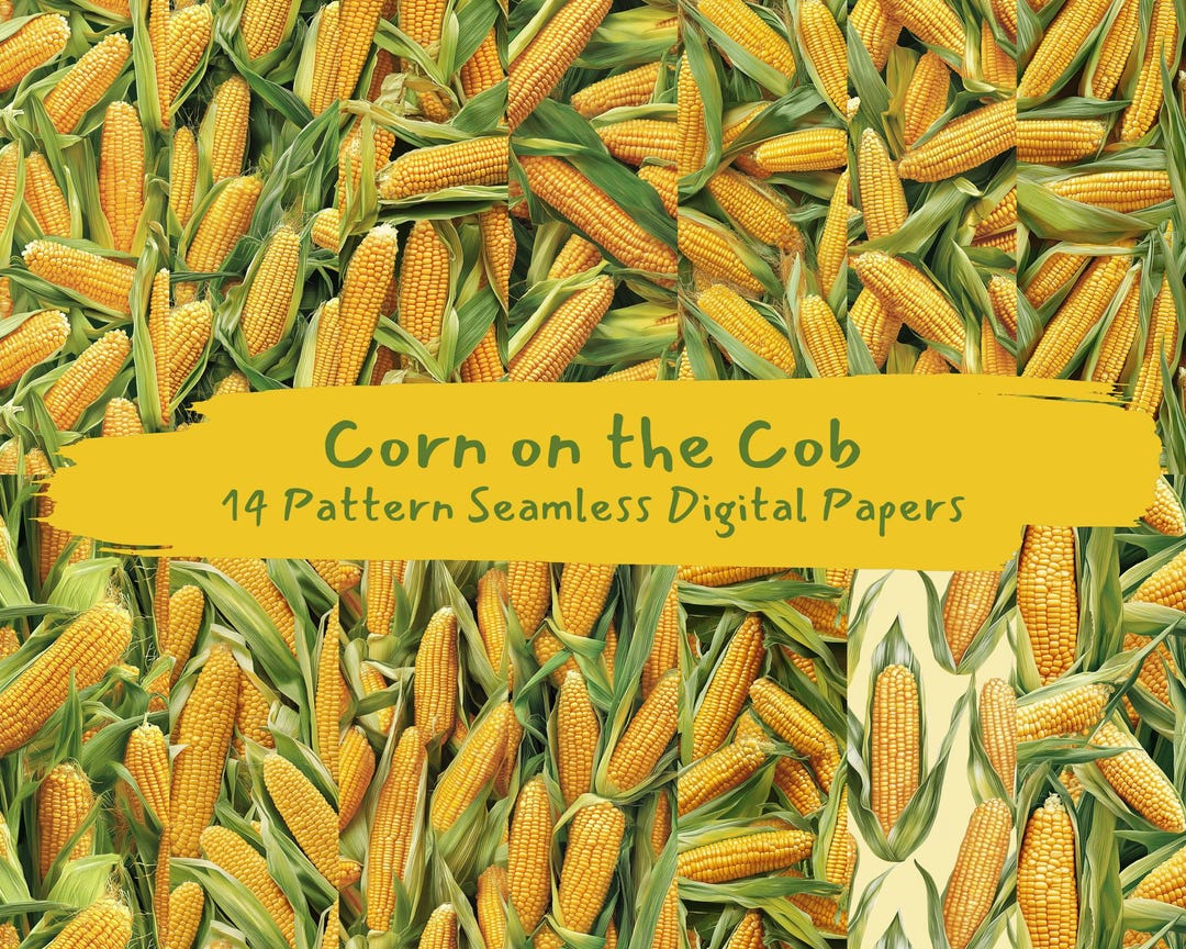 Corn on the Cob Pattern Seamless Digital Papers - Printable Scrapbook ...