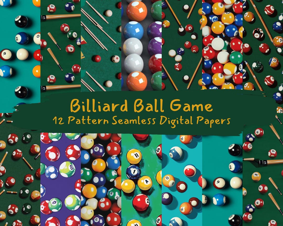 Billiard Ball Game Pattern Seamless Digital Papers - Printable ...