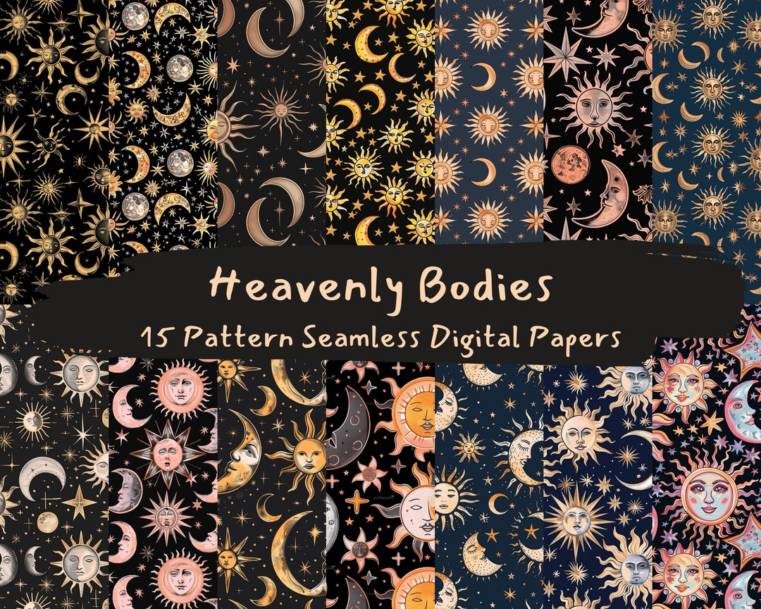 Heavenly Bodies Pattern Seamless Digital Papers - Printable Scrapbook ...