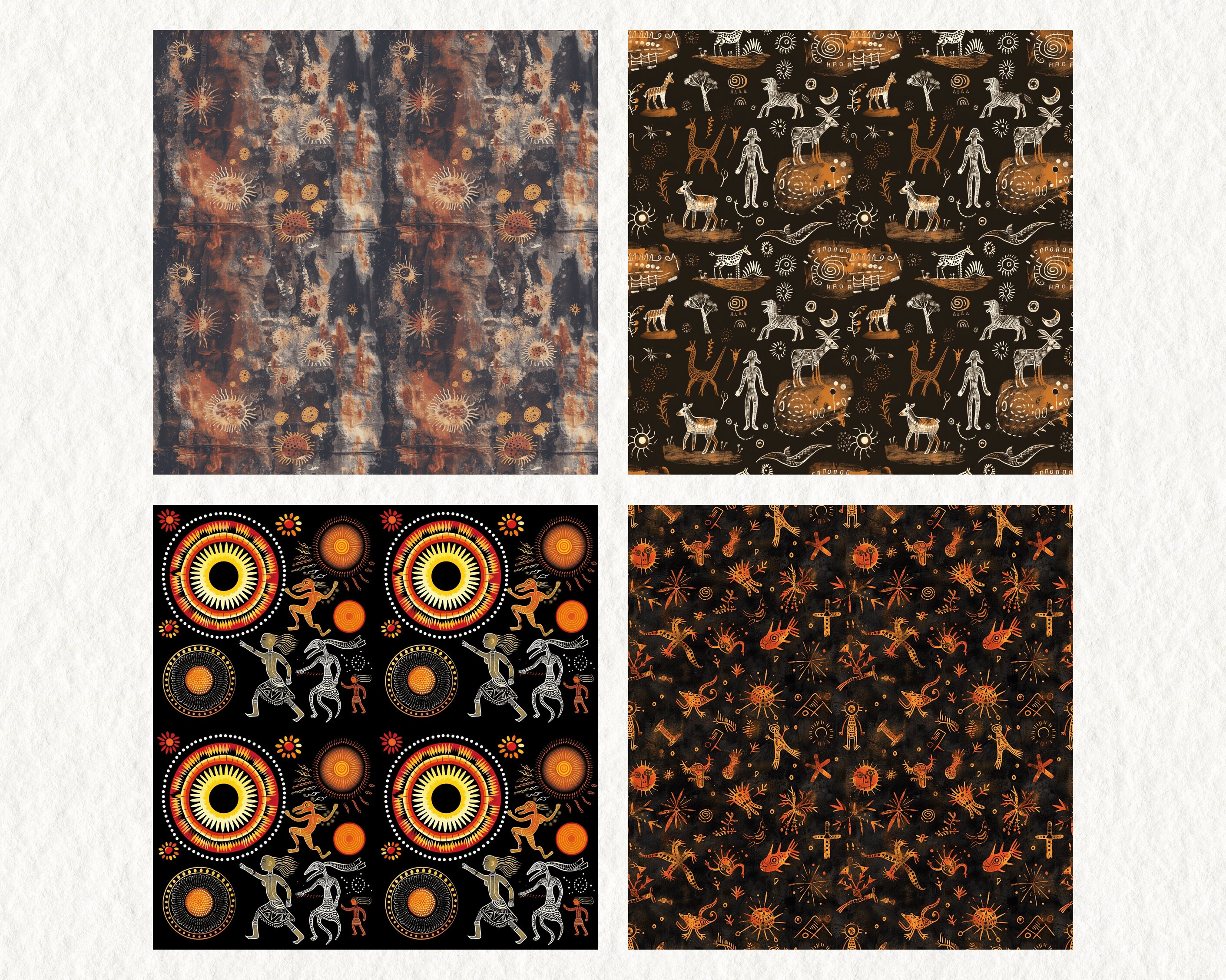 Aboriginal Rock Art Pattern Seamless Digital Papers Printable Scrapbook ...