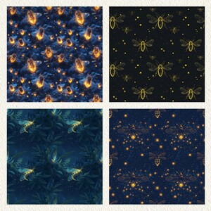 Glowing Fireflies Pattern Seamless Digital Papers - Printable Scrapbook ...