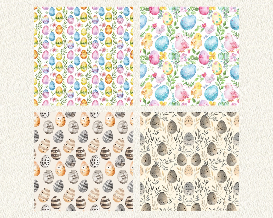 Easter Egg Pattern Seamless Digital Papers - Printable Scrapbook Paper ...