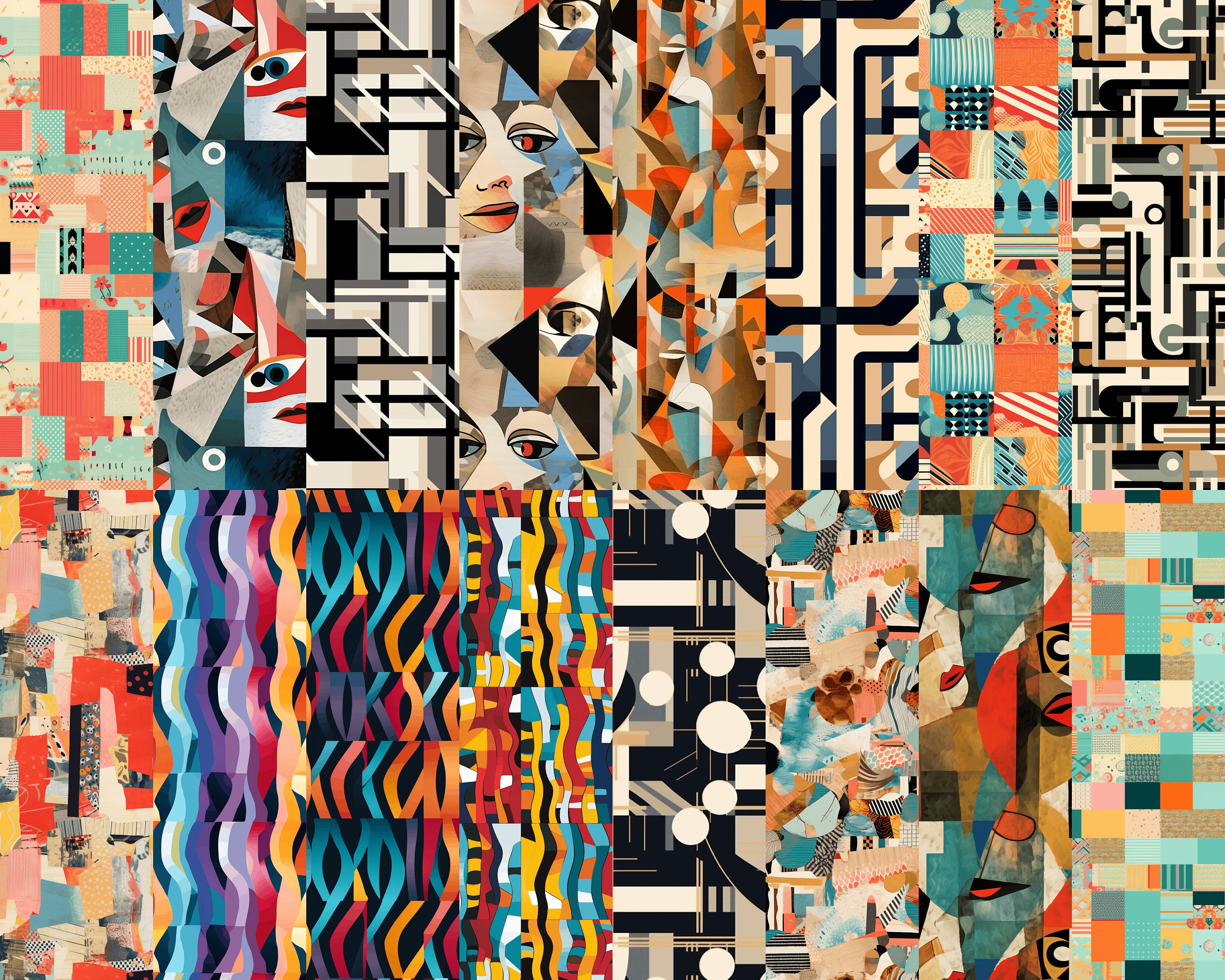 Collage Pattern Digital Papers - Seamless Tile Patterns Printable ...