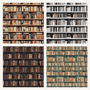 Book Shelves Stripe Pattern Seamless Digital Papers - Printable ...