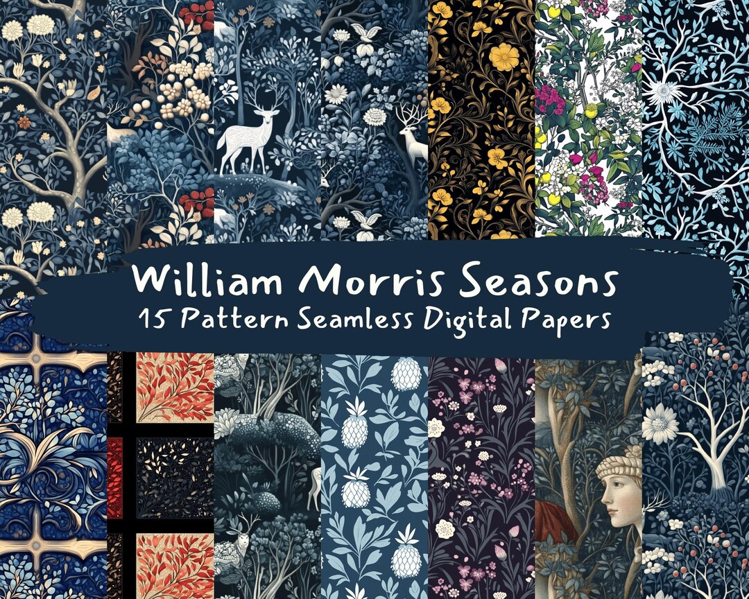 William Morris Seasons Pattern Seamless Digital Papers - Printable ...