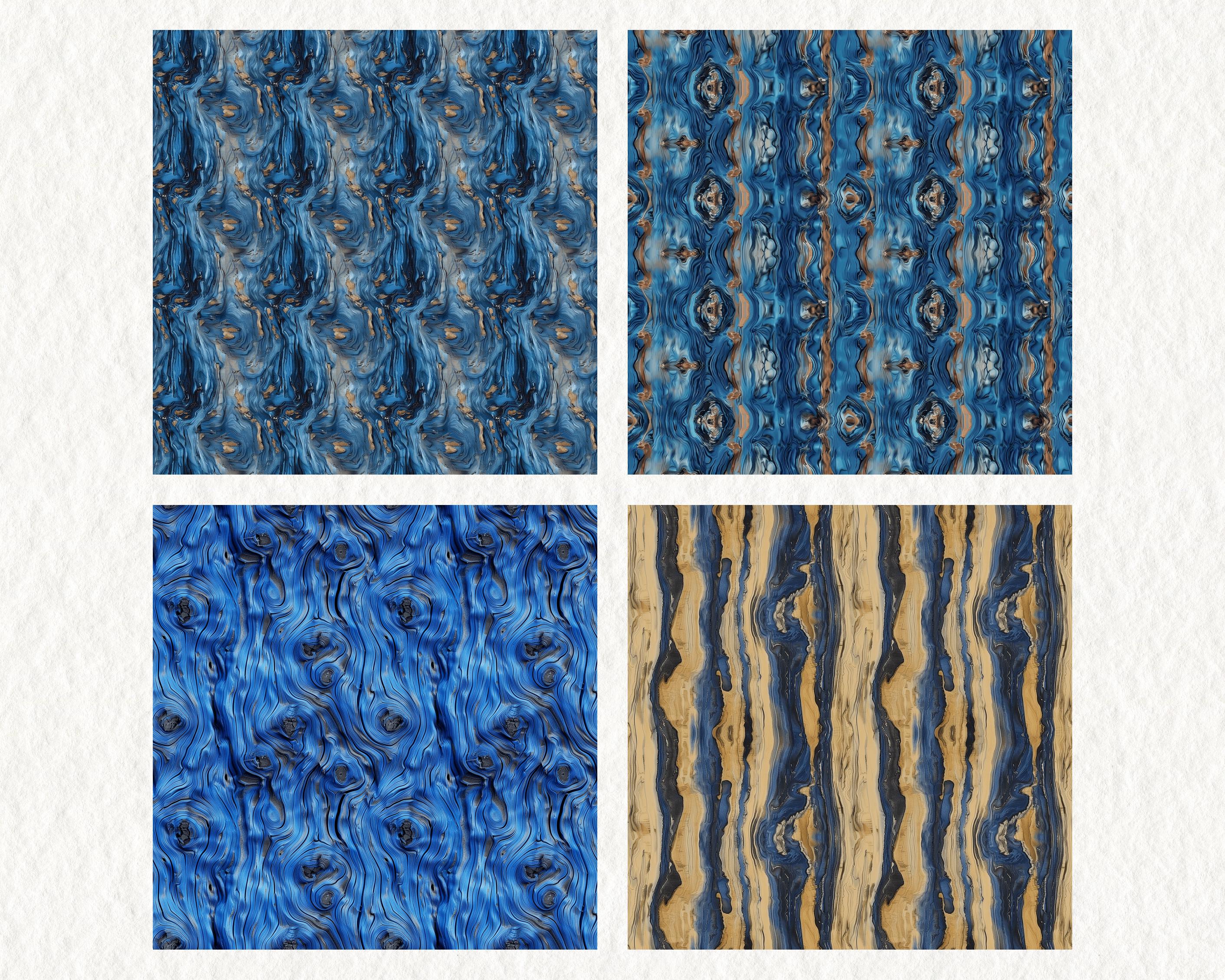 Blue Veined Wood Pattern Seamless Digital Papers - Printable Scrapbook ...