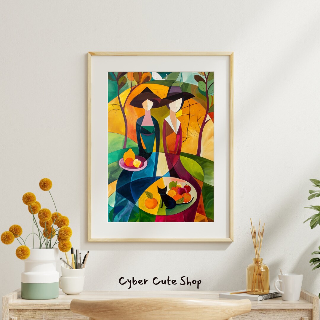 Elegant Orchard Ladies With Fruits - Exquisite Digital Art Print ...