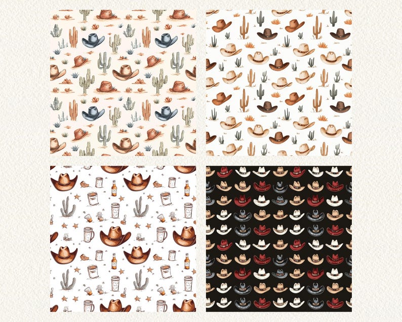 Wild West Themes Pattern Seamless Digital Papers - Printable Scrapbook ...