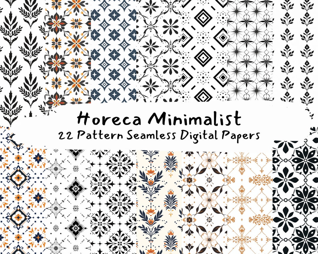 Horeca Minimalist Pattern Seamless Digital Papers - Printable Scrapbook ...