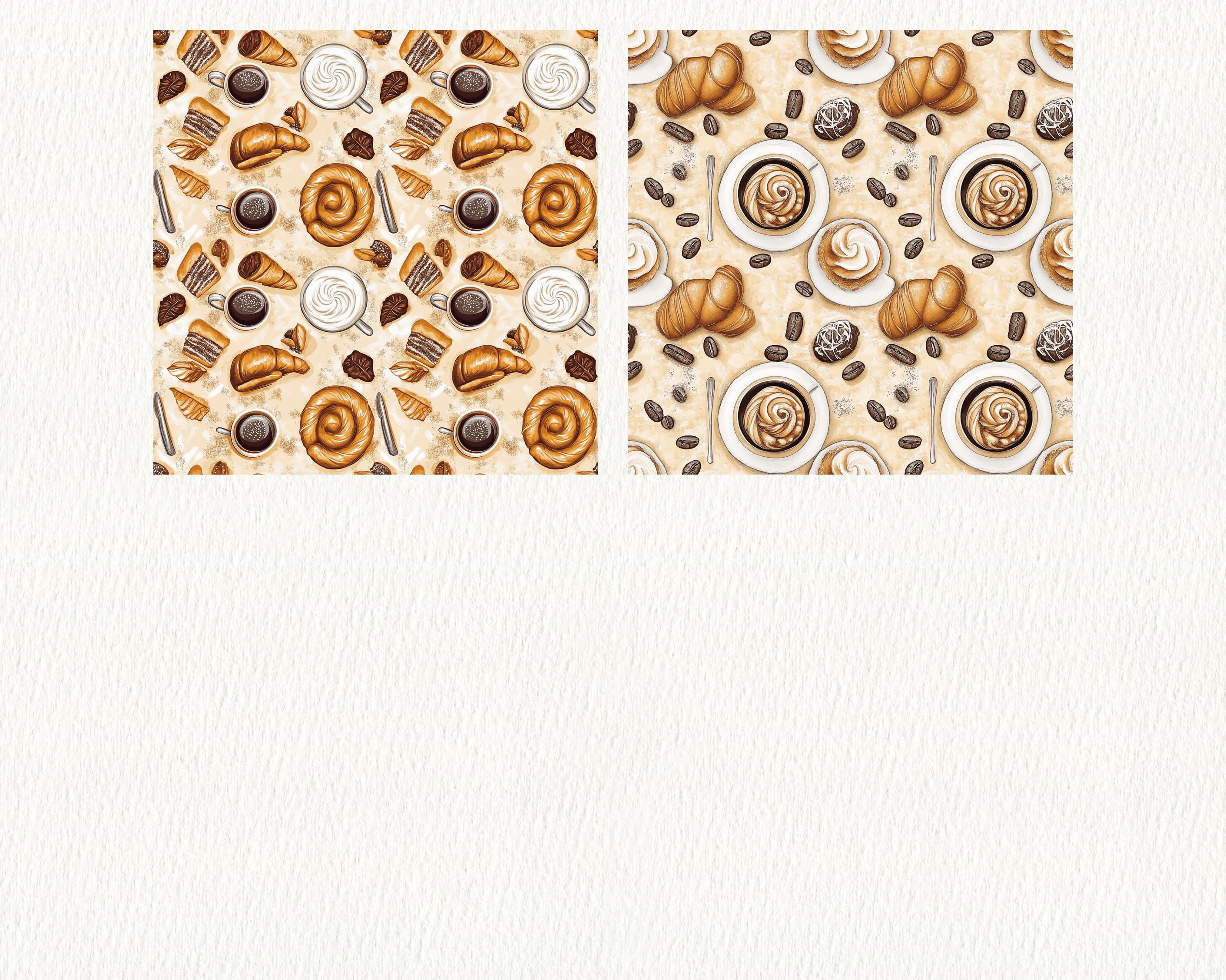 Coffe Pastries Caramel Pattern Seamless Digital Papers - Printable ...