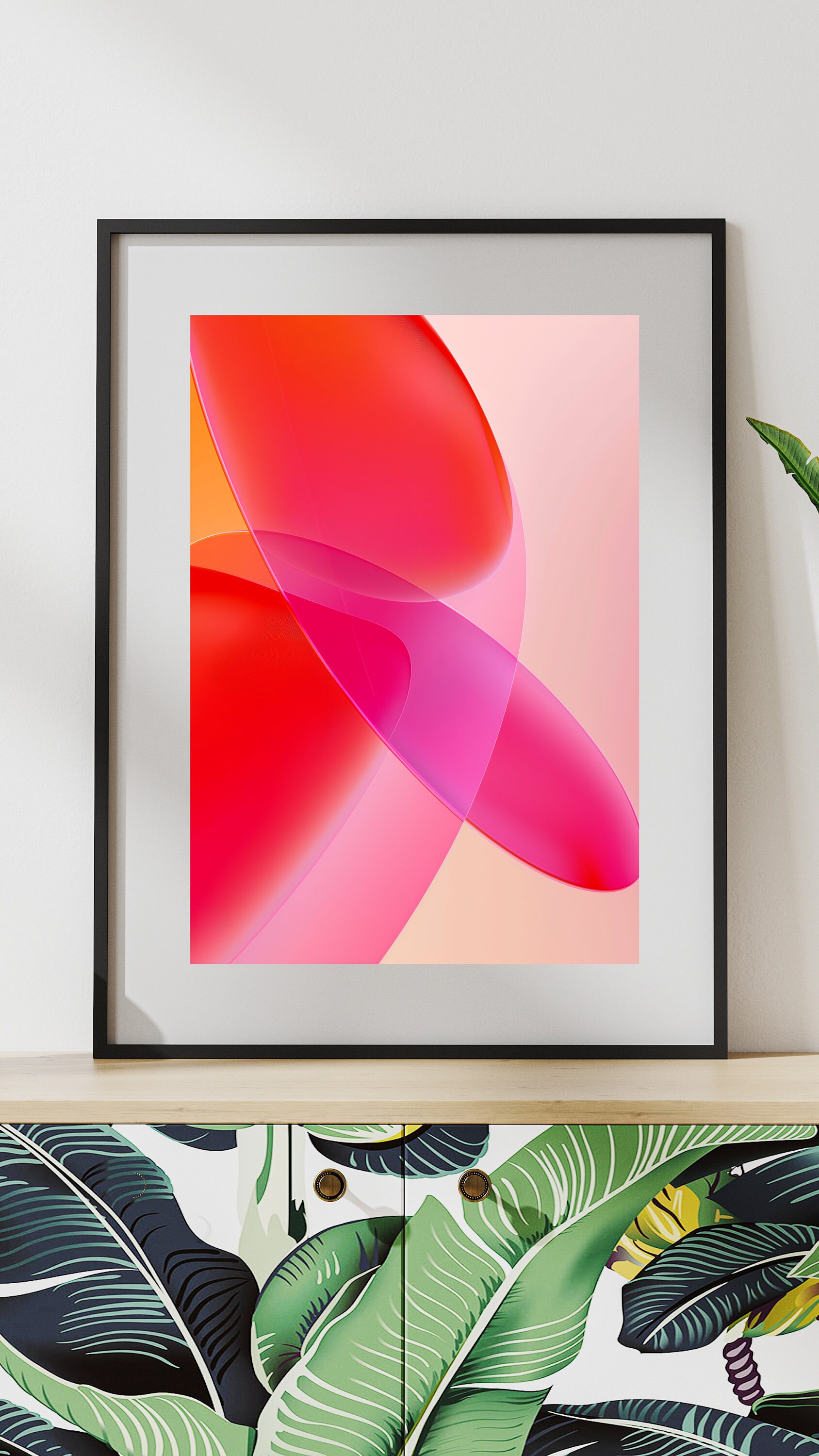 Elegant Minimalism: Shapeless Glass Art on Pink, Red, and Orange ...