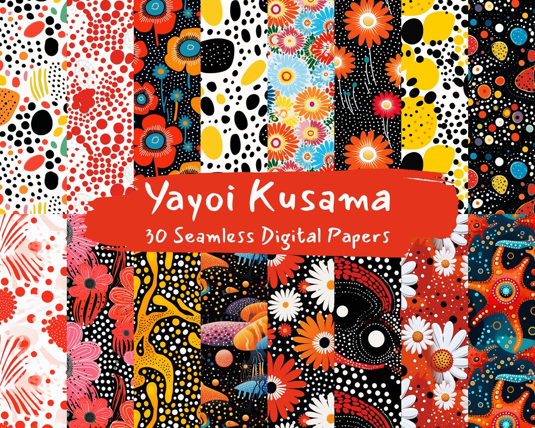 30 Yayoi Kusama Seamless Digital Papers Tile Patterns Printable Paper ...