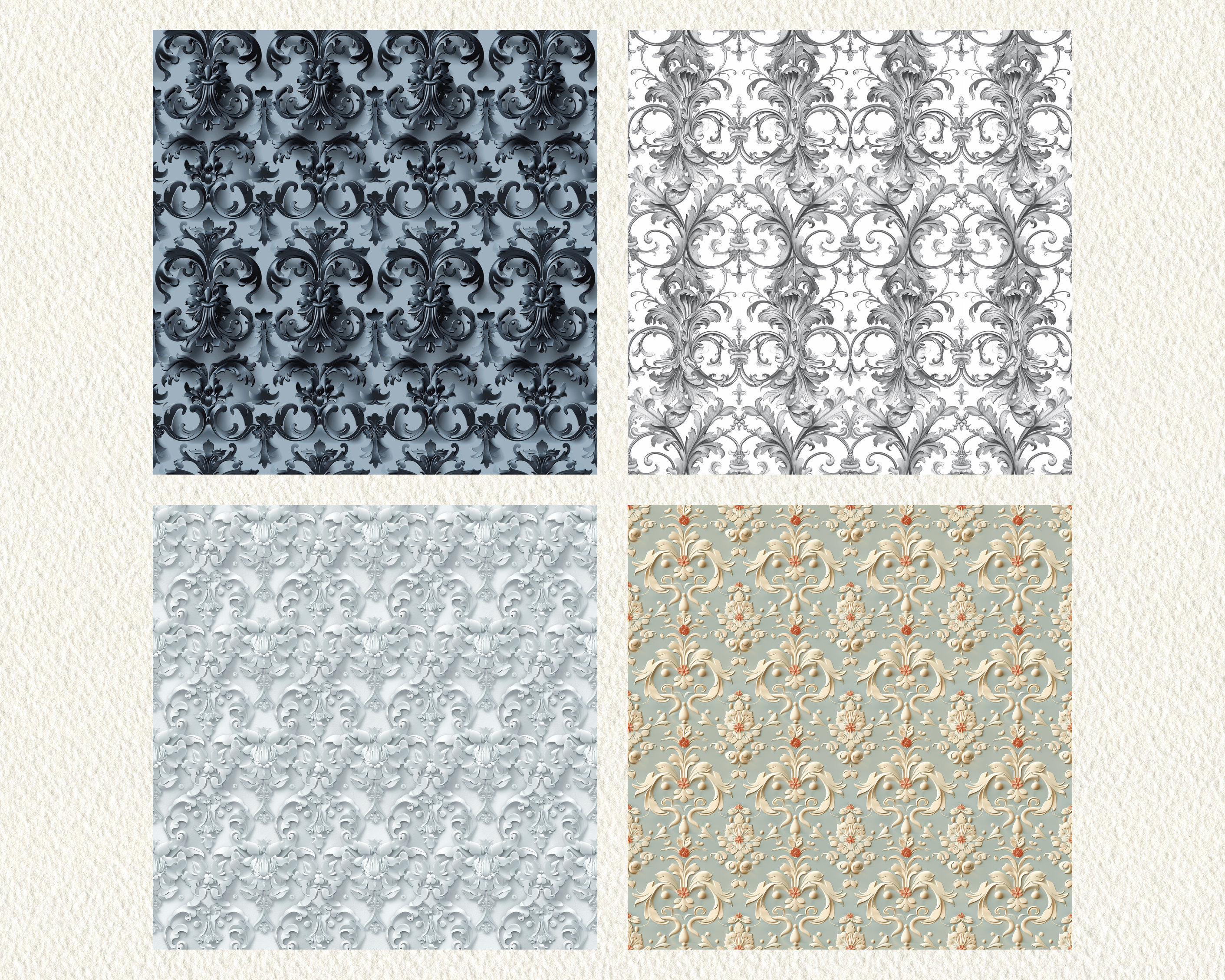 Baroque Delicacy Pattern Seamless Digital Papers - Printable Scrapbook ...