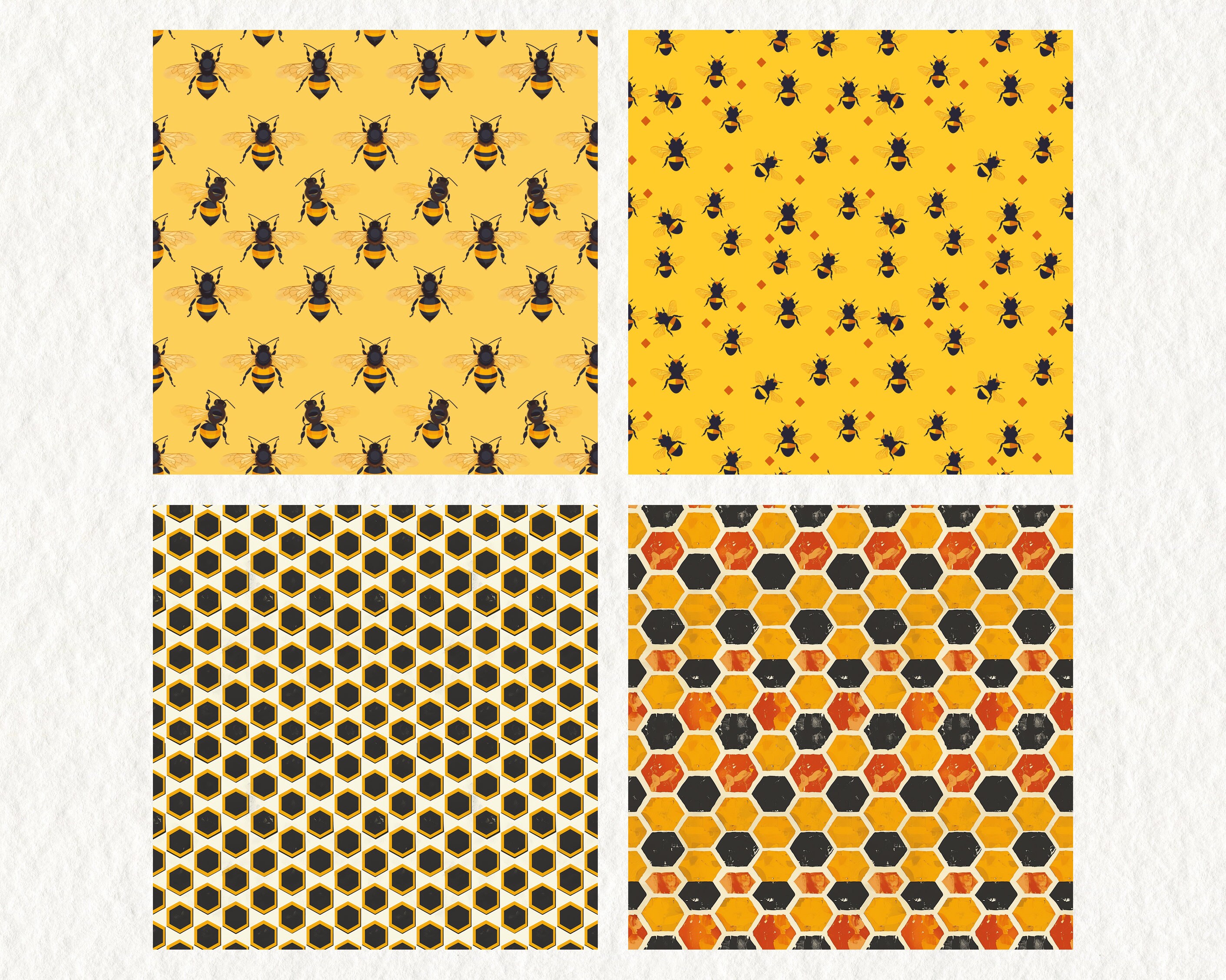 Honeycomb and Bees Pattern Seamless Digital Papers - Printable ...