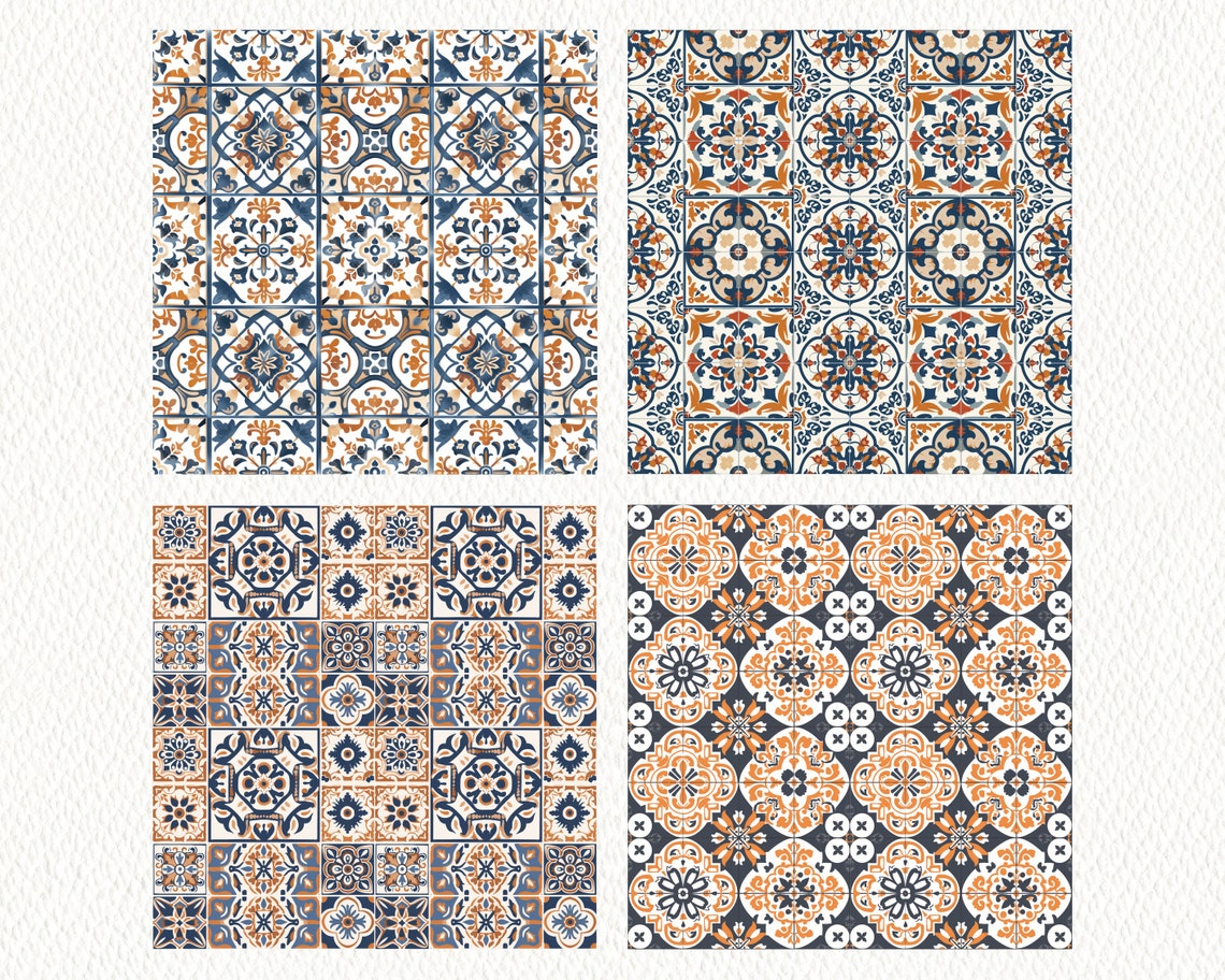 Mediterranean Tile Beauty Pattern Seamless Digital Papers - Printable ...
