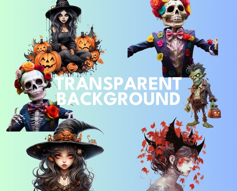 Halloween Figures Digital Clip Art Graphics in PNG Format - Etsy