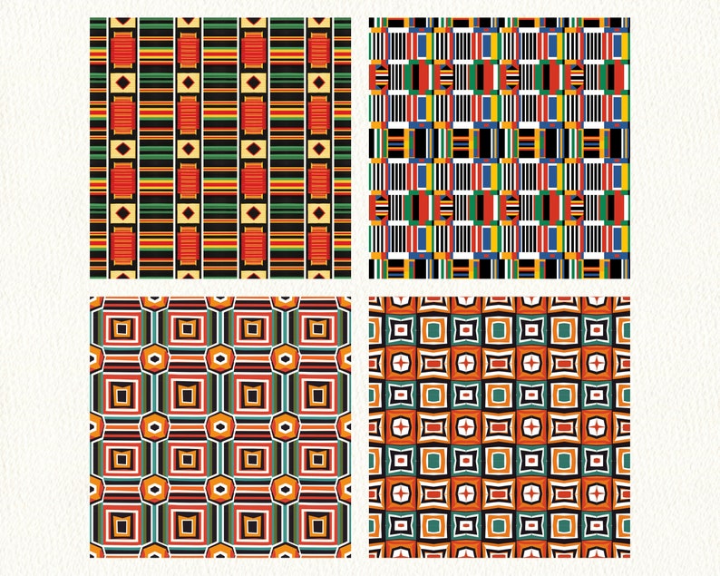 Kente Ghana Tribal Pattern Seamless Digital Papers Printable Scrapbook ...