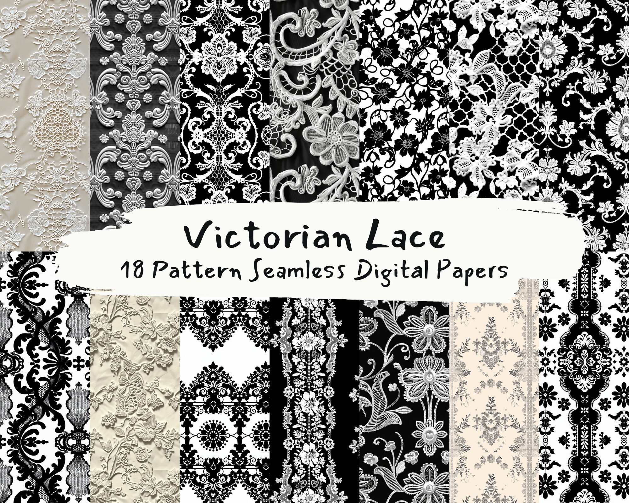 Victorian Lace Pattern Seamless Digital Papers Printable Scrapbook ...