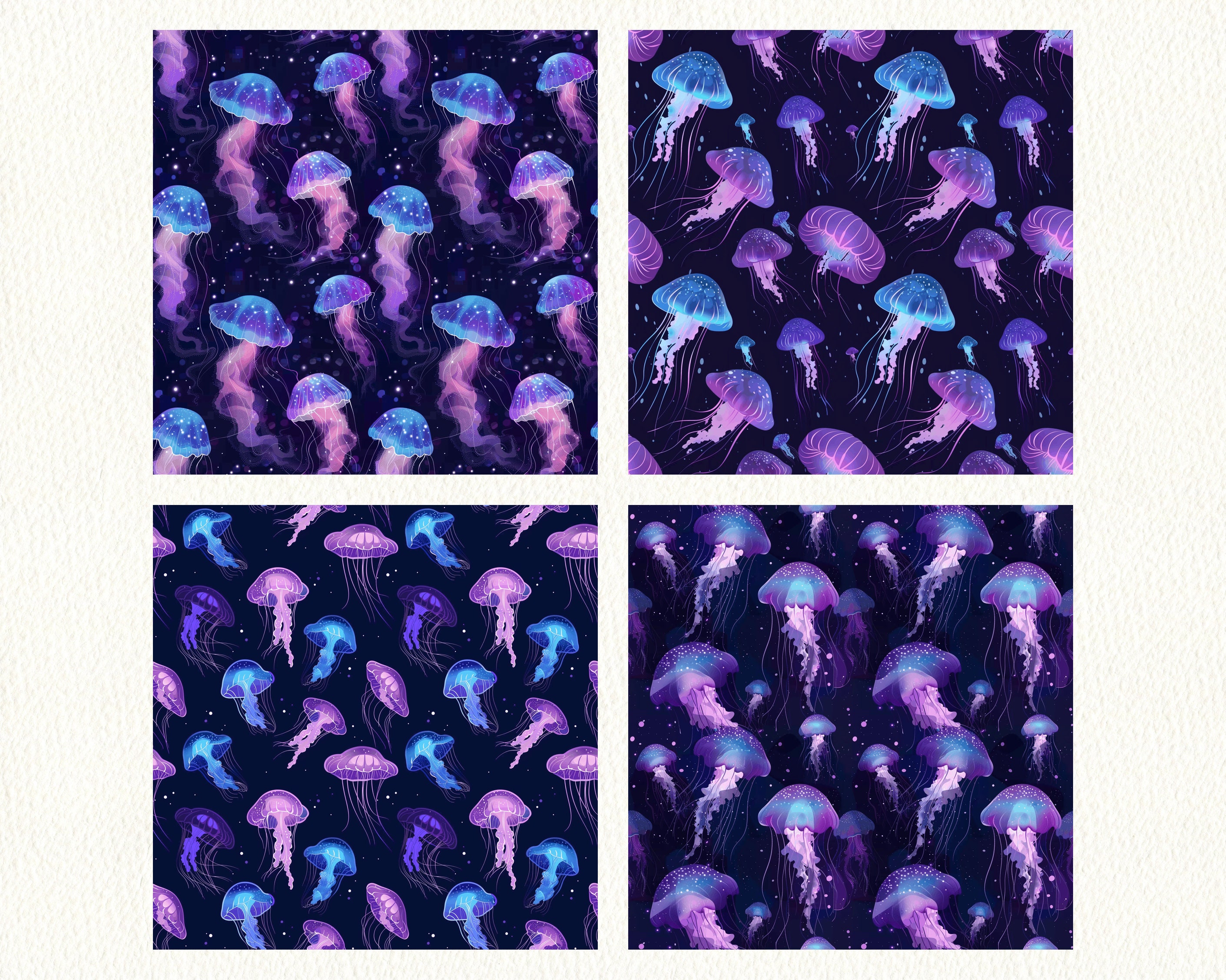 Purple Jellyfish Pattern Seamless Digital Papers - Printable Scrapbook ...