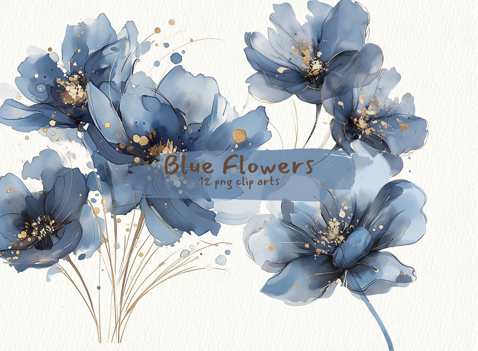 Blue Flowers Printable Clipart, Png Format, Transparent Background ...