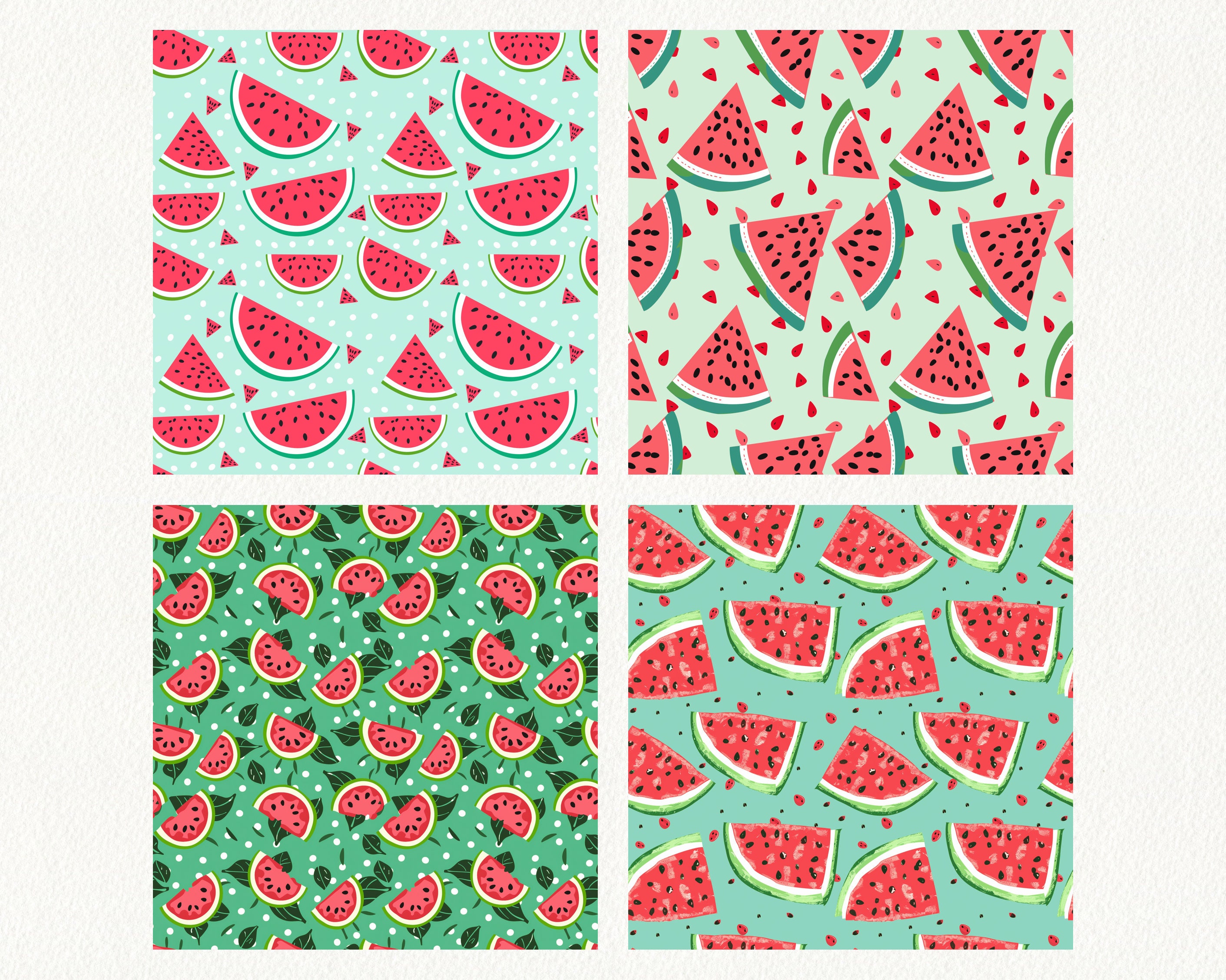 Sweet Watermelon Pattern Seamless Digital Papers - Printable Scrapbook ...