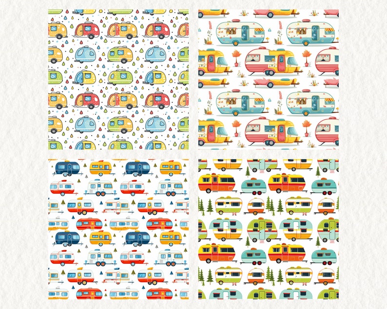 Teardrop Campers Pattern Seamless Digital Papers Tile Patterns ...