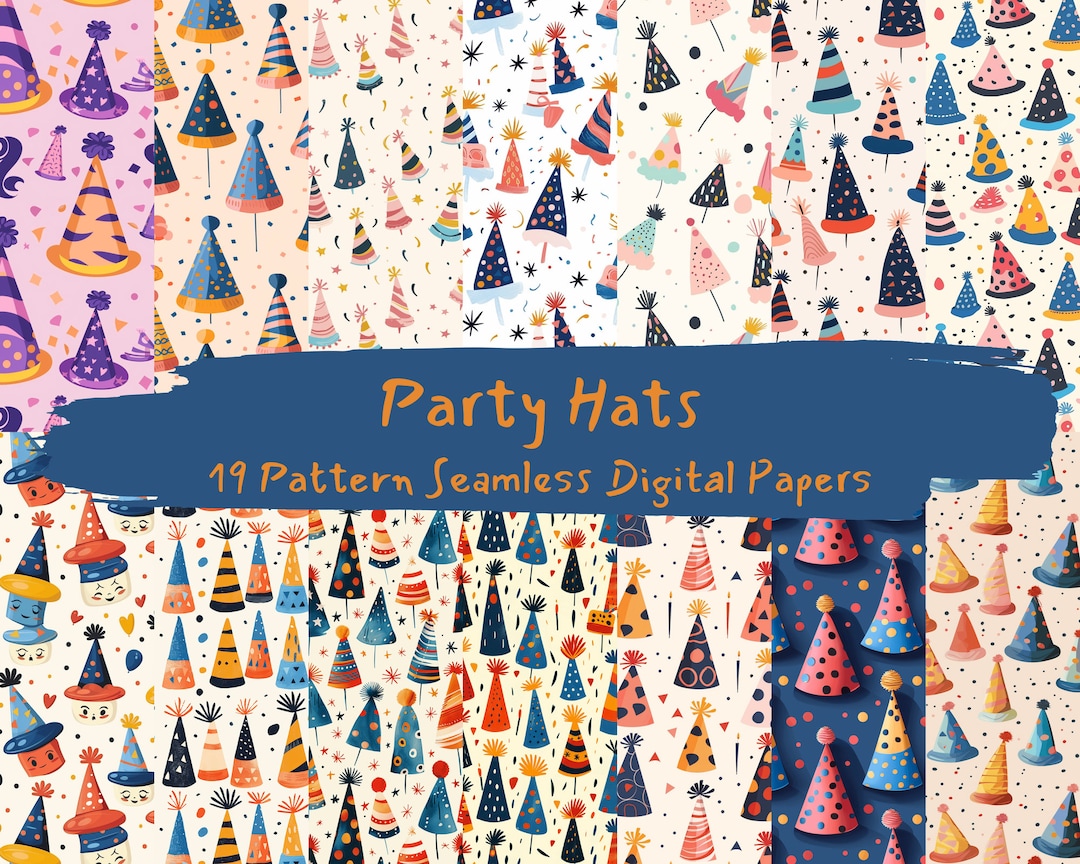 Party Hats Pattern Seamless Digital Papers - Printable Scrapbook Paper ...