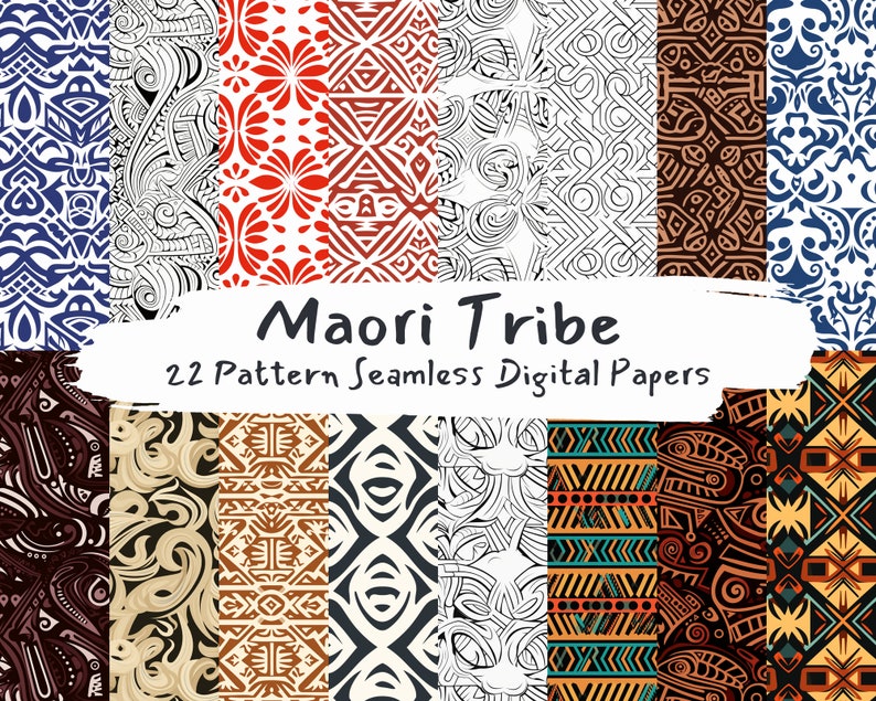 Maori Tribe Pattern Seamless Digital Papers Tile Patterns Printable ...
