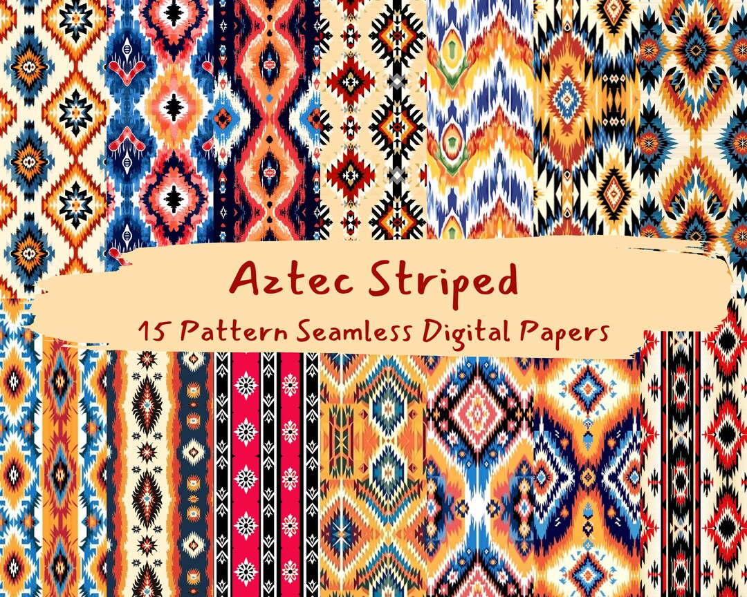 Aztec Striped Pattern Seamless Digital Papers - Printable Scrapbook ...
