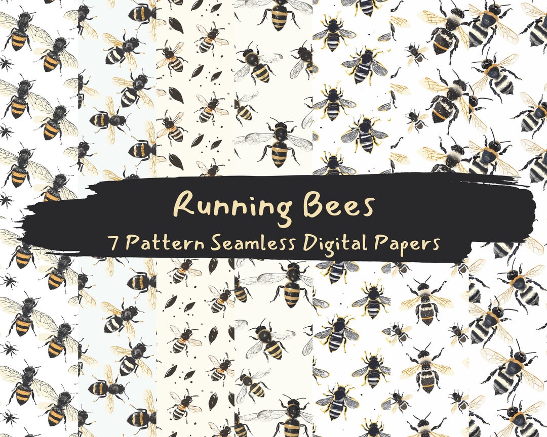 Running Bees Pattern Seamless Digital Papers - Printable Scrapbook ...
