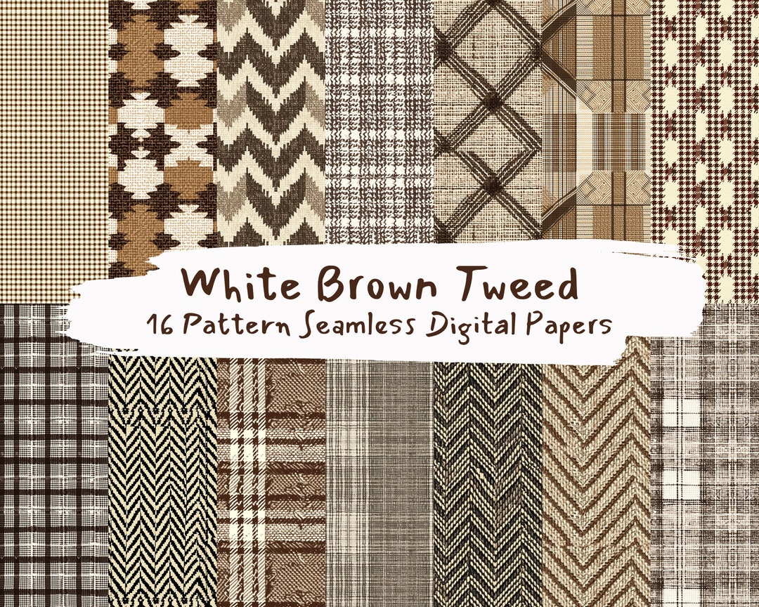 White Brown Tweed Pattern Seamless Digital Papers - Printable Scrapbook ...