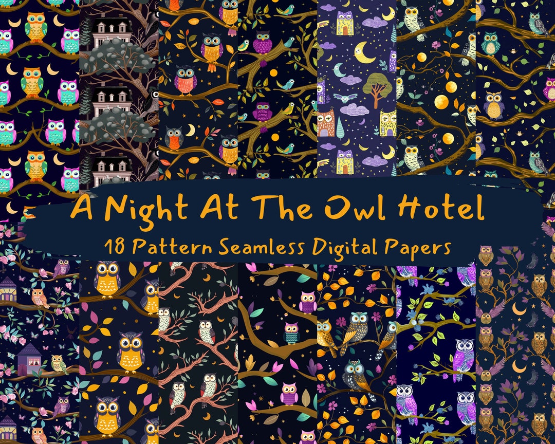 A Night at the Owl Hotel Pattern Seamless Digital Papers - Printable ...