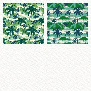 Paradise Island Green Pattern Seamless Digital Papers - Printable ...