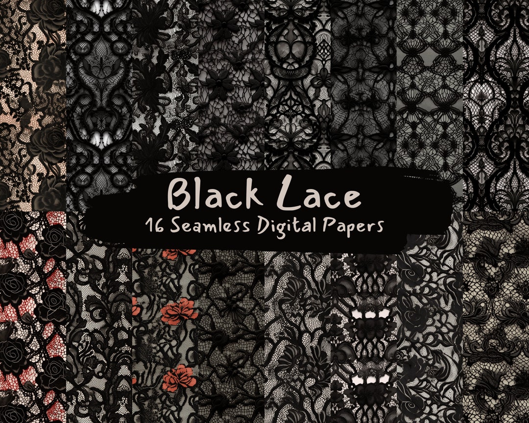 Black Lace Pattern Seamless Digital Papers - Tile Patterns Printable ...
