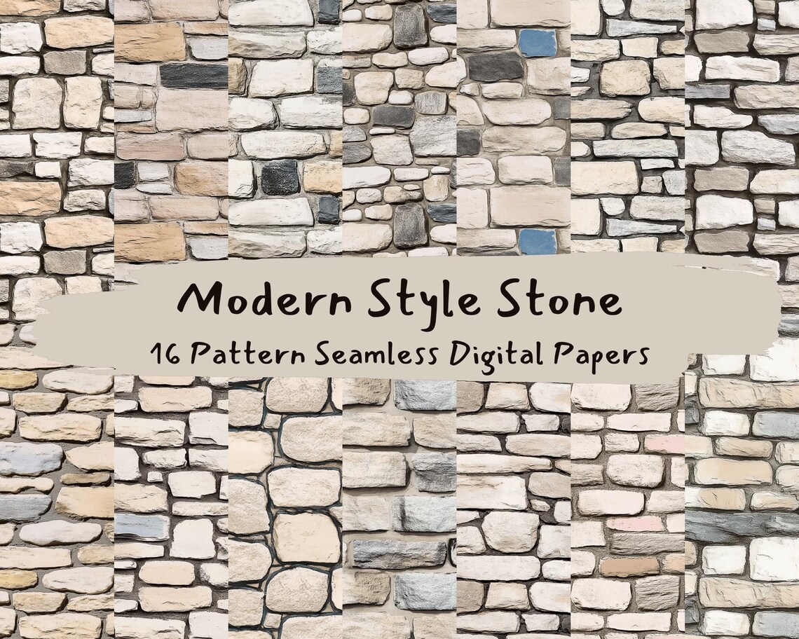 Modern Style Stone Pattern Seamless Digital Papers - Printable ...