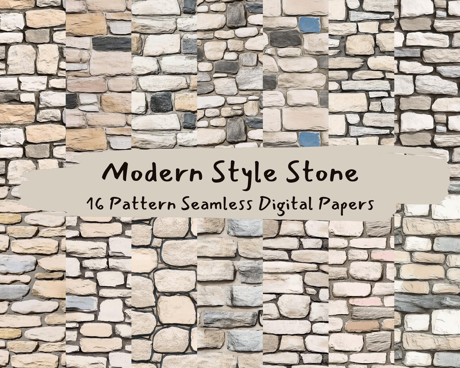 Modern Style Stone Pattern Seamless Digital Papers - Printable ...
