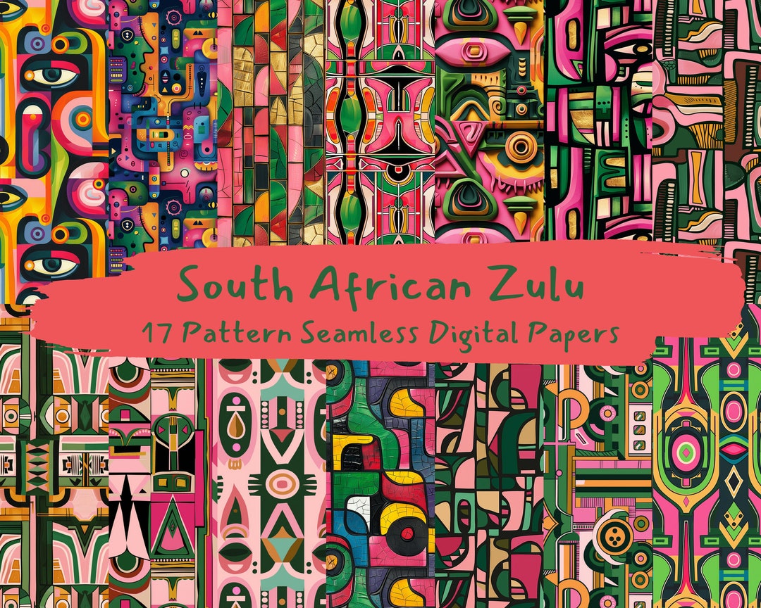 South African Zulu Pattern Seamless Digital Papers - Printable ...
