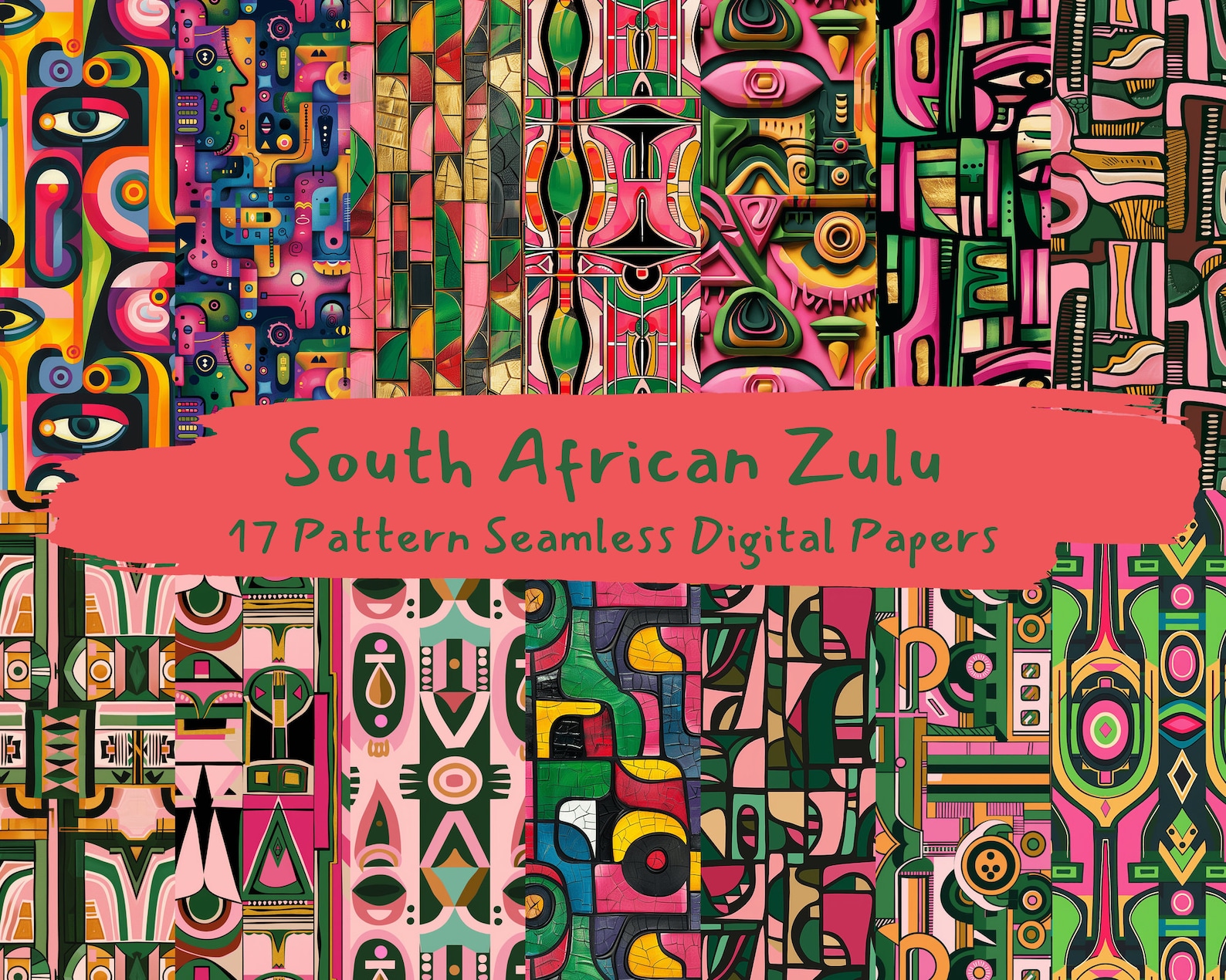 South African Zulu Pattern Seamless Digital Papers - Printable ...