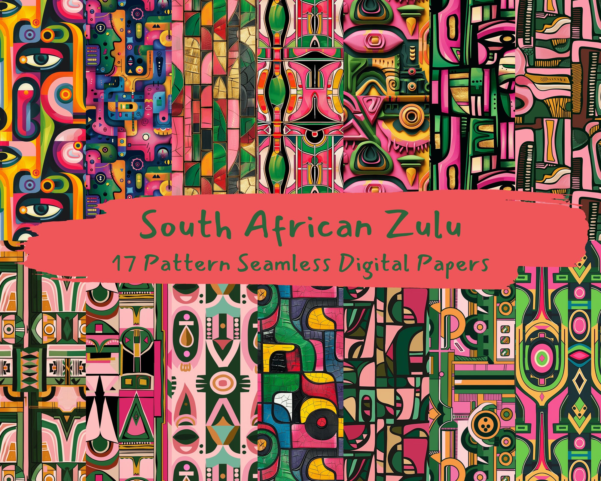 South African Zulu Pattern Seamless Digital Papers Printable Scrapbook ...