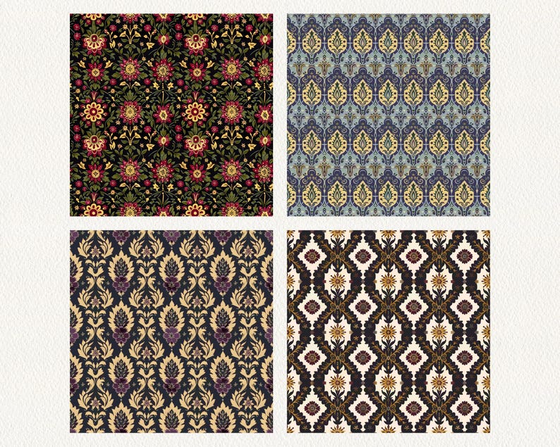 Renaissance Ornament Pattern Seamless Digital Papers - Printable ...