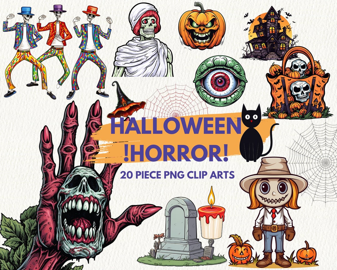 Halloween Horror Widgets and Icons, Digital Clip Art Graphics in PNG ...