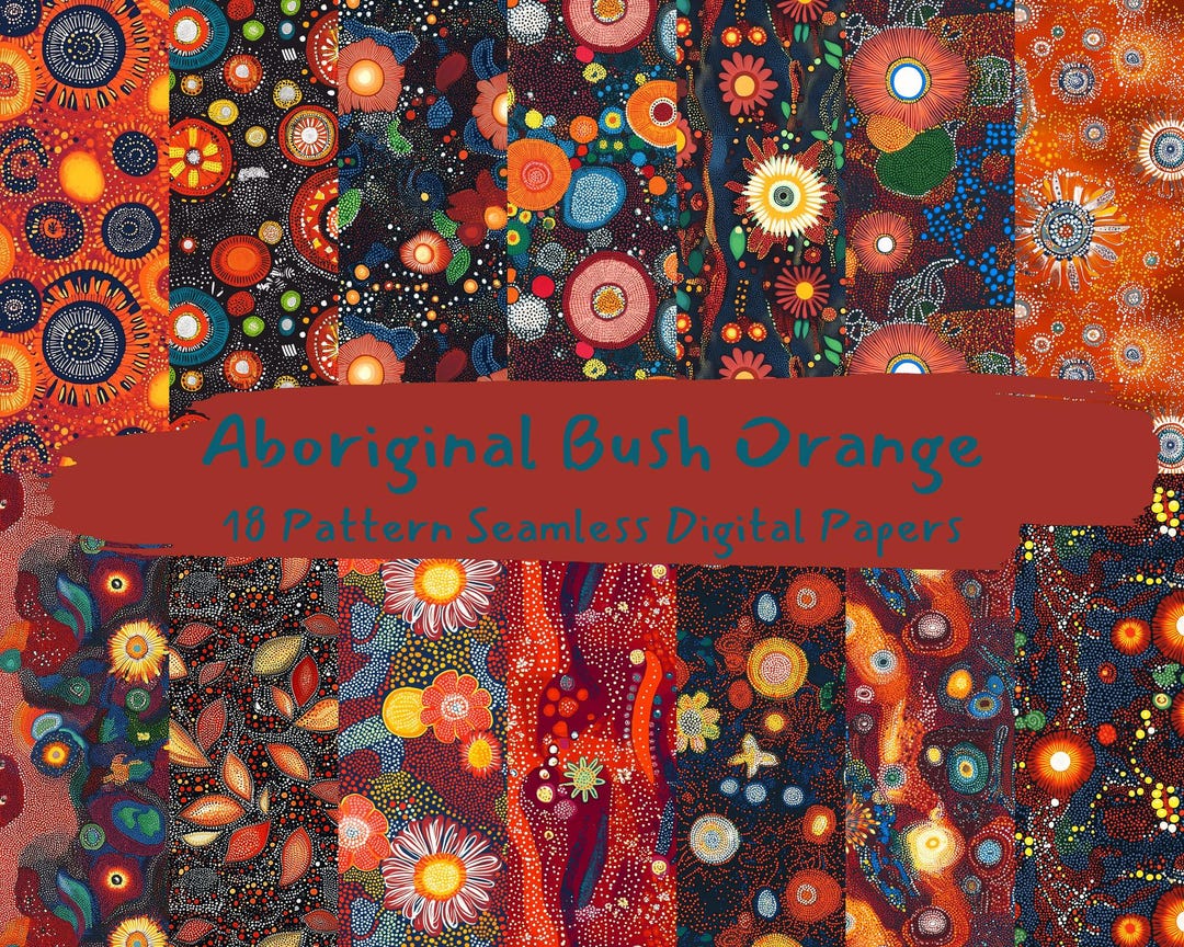 Aboriginal Bush Orange Pattern Seamless Digital Papers - Printable ...