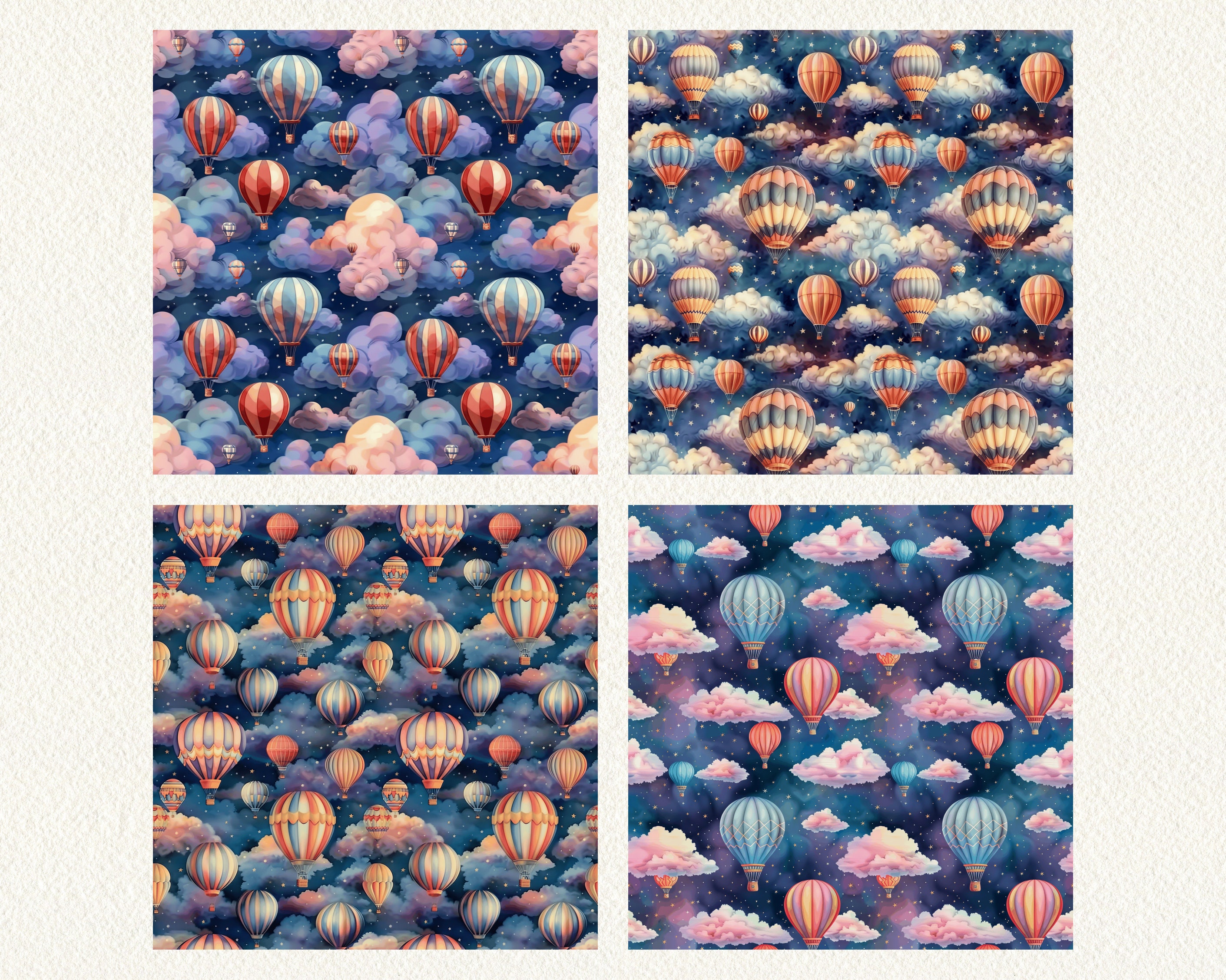 Hot Air Balloons Pattern Seamless Digital Papers Printable Scrapbook ...