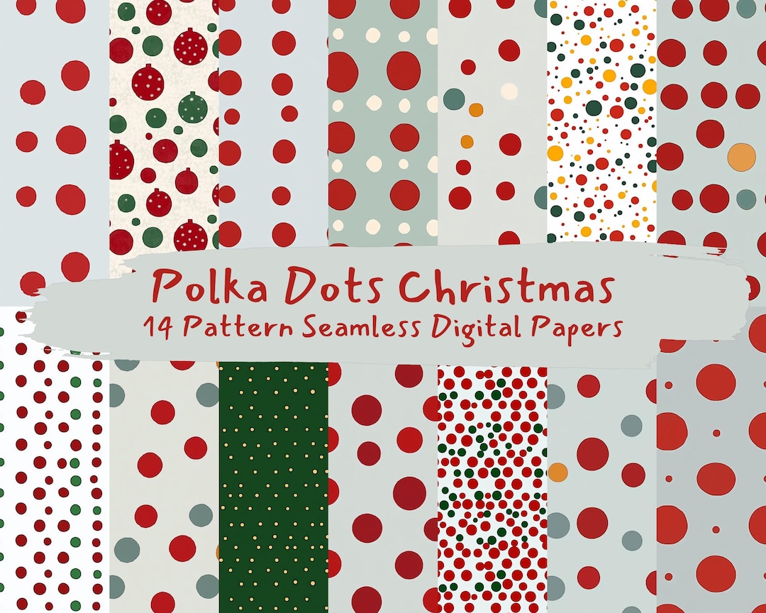 Polka Dots Christmas Pattern Seamless Digital Papers - Printable ...