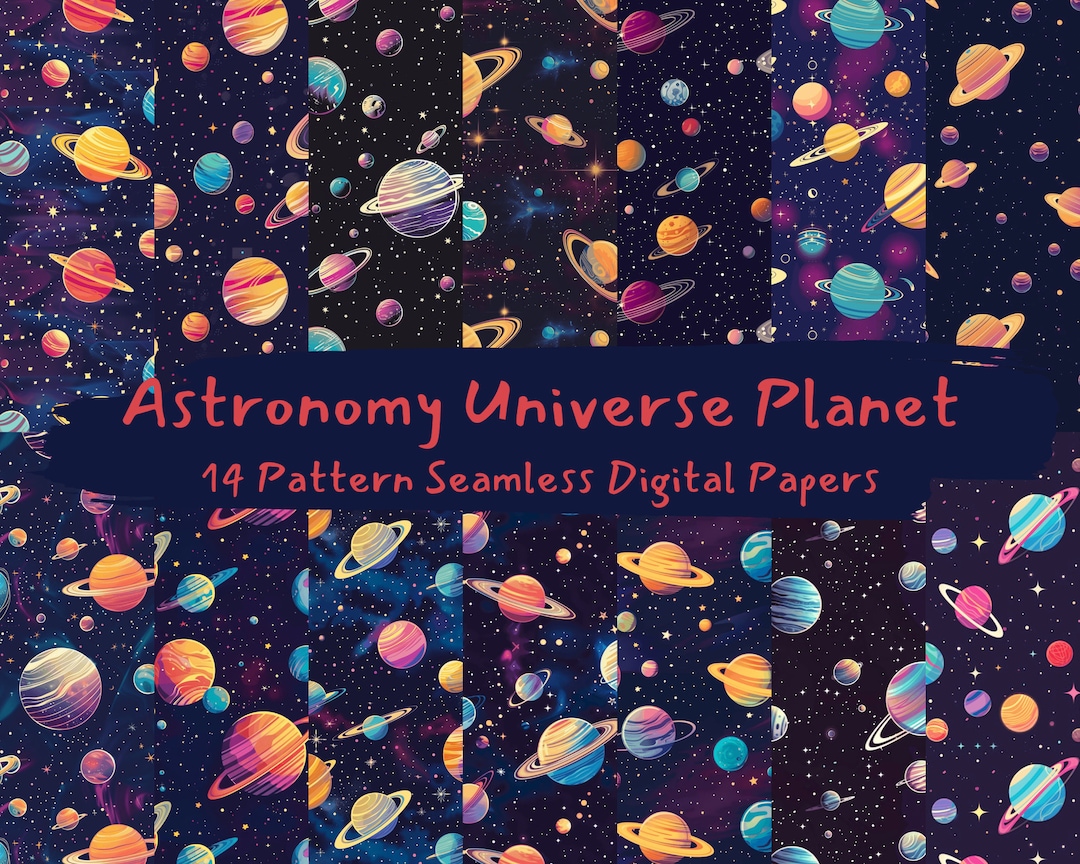 Astronomy Universe Planet Pattern Seamless Digital Papers - Printable ...