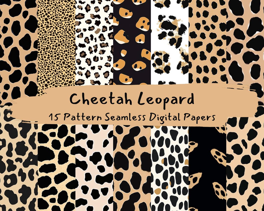 Cheetah Leopard Pattern Seamless Digital Papers - Printable Scrapbook Paper Png Instant Download ...