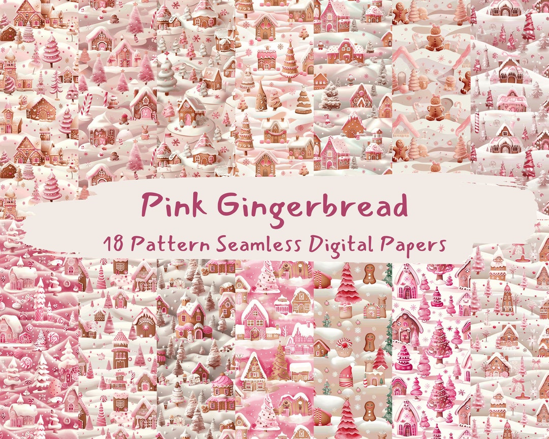 Pink Gingerbread Pattern Seamless Digital Papers - Printable Scrapbook ...