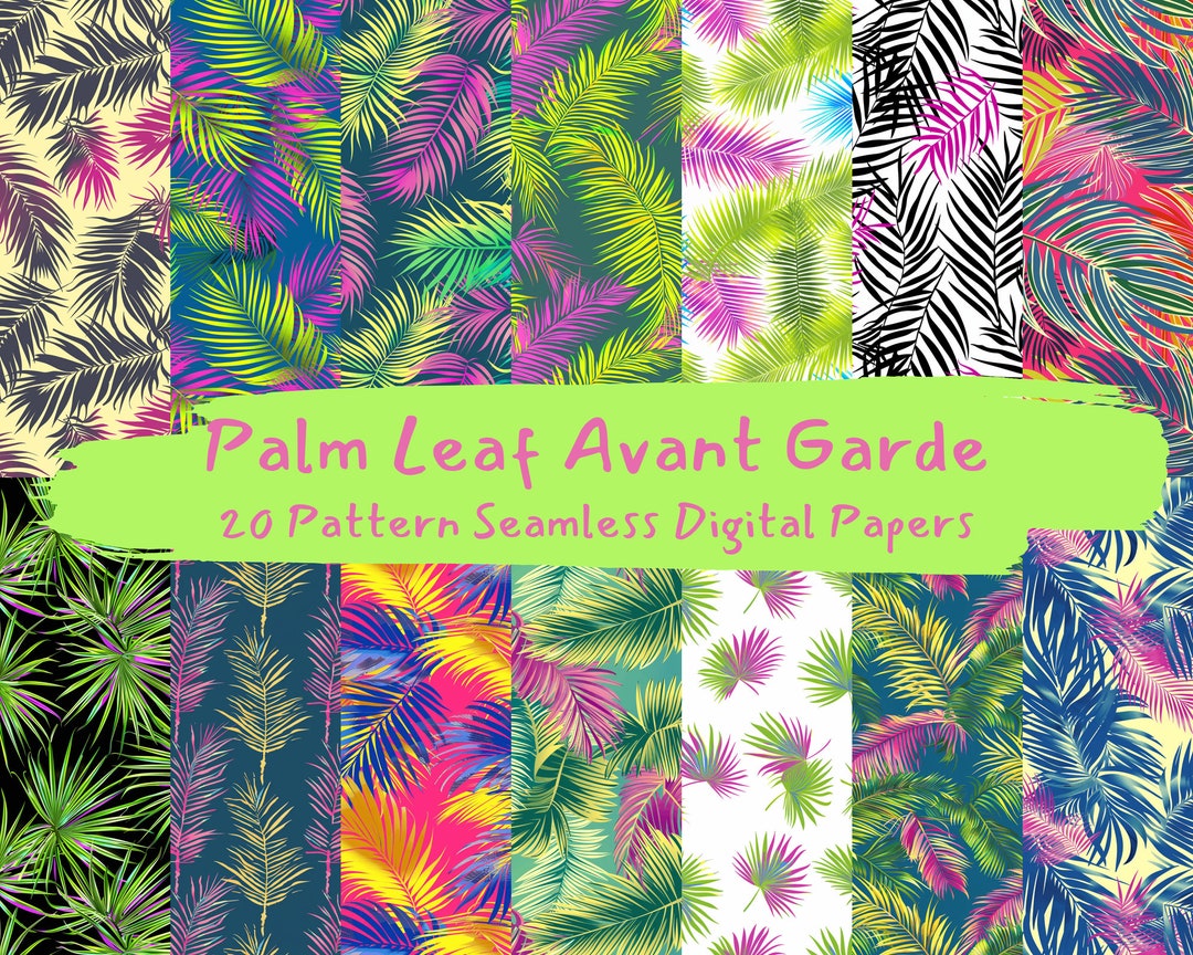 Palm Leaf Avant Garde Pattern Seamless Digital Papers - Printable ...