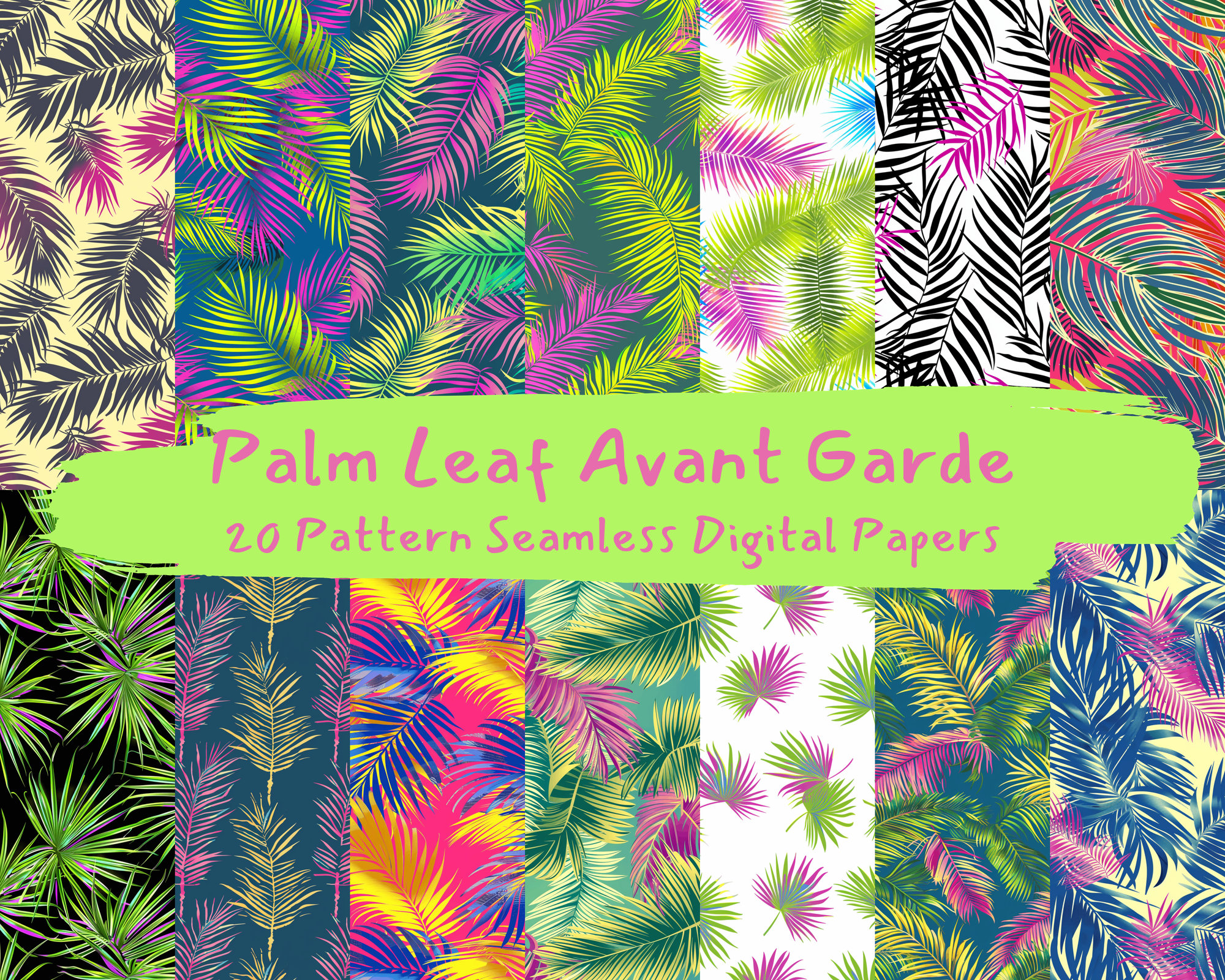 Palm Leaf Avant Garde Pattern Seamless Digital Papers Printable ...