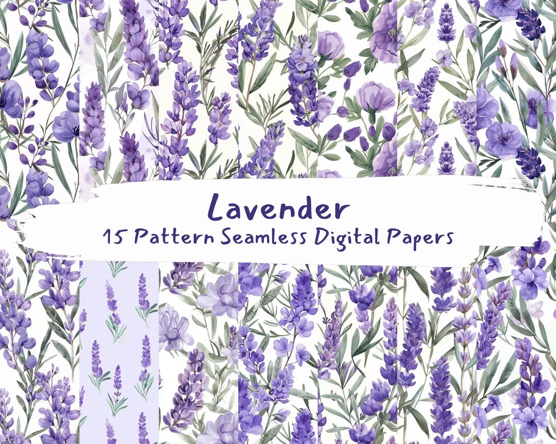 Lavender Pattern Seamless Digital Papers - Printable Scrapbook Paper ...